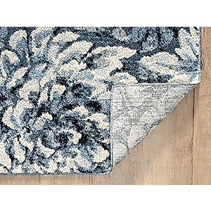 Abani Navy Blue & Cream Floral Design Classic Area Rug Rugs Non-Shedding 7'9" x 10'2" (8x10) Flower Print Traditional Living Room Rug