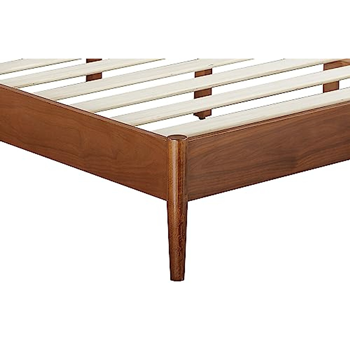 NTC Lupin Wooden Bed Frame with Headboard, Crafted from Walnut, Rubber Wood with Silent Slats and Wood Central Supports, 1000 Lb Capacity, Effortless Assembly, Queen - Dark Walnut