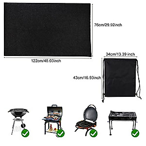 48" Fire Pit Mats for Under Fire Pit,Grill Mats for Outdoor Grill Deck Patio Protector,Flame Retardant & Heat Insulation BBQ Mat for Under BBQ,Fireproof Mat for Fire Pit(Size:48 * 30)