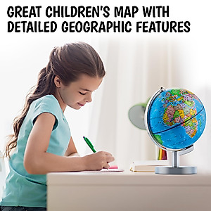 USA Toyz Illuminated Globe for Kids Learning- 3-in-1 STEM Globes of the World with Stand, Constellation Map, Built-in LED Night Light Desk Globe Lamp, Non-Tip Metal Base, 9.75” Tall, 7 Inch Diameter