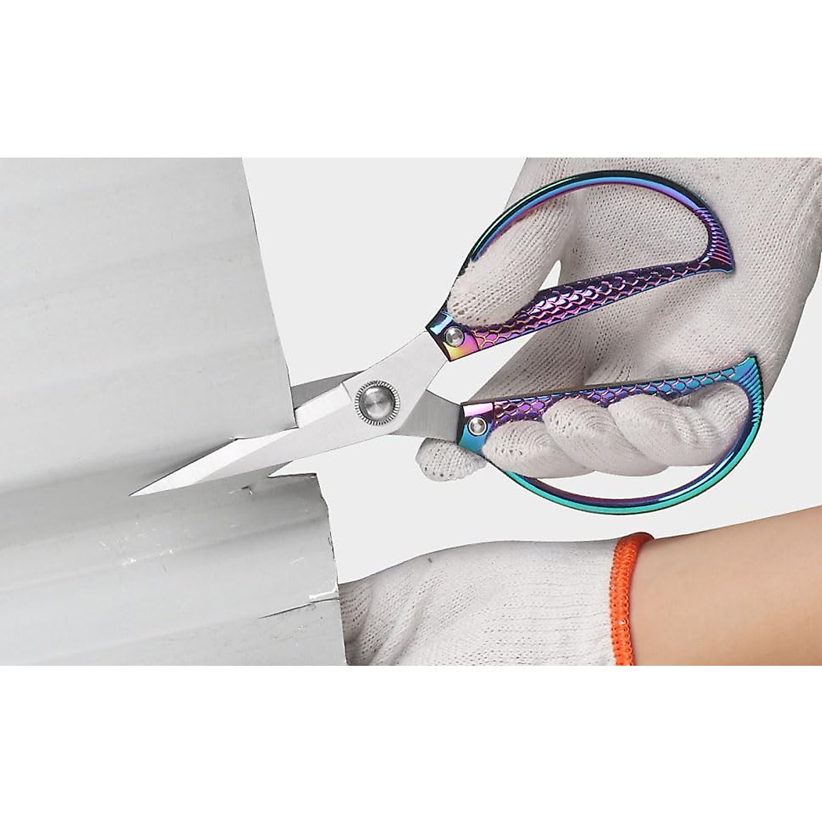 Jasni Fish pattern Powerful kitchen scissors professional Heavy Duty Multi-Purpose pretty Color rainbow Titanium Coating Forged Stainless Steel fish bones Shears Office Home scissors