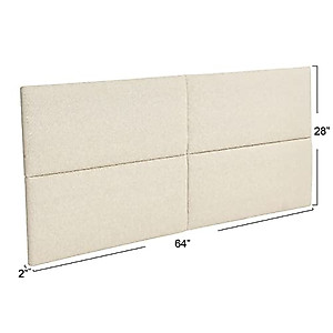 Main + Mesa NoSom Sound Reducing Four Panel Linen Blend Upholstered Headboard, Natural, Queen