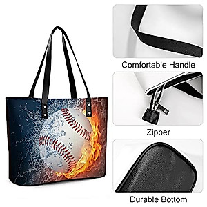 Womens Handbag Baseball Ball Leather Tote Bag Top Handle Satchel Bags For Lady