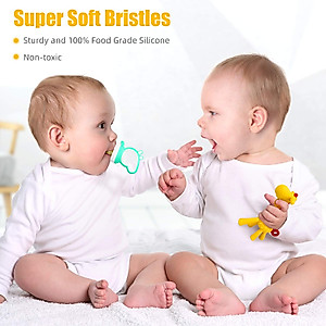 SHARE&CARE Baby Teething Toys for Girls and Natural Organic Fruit Feeder Pacifier/Baby Teether Chew Toys Fresh Food Feeder/ 1 Teethers and 1 Feeder with 3 Silicone Sacs (Yellow)