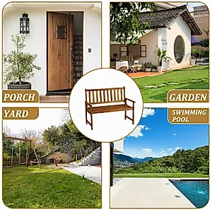 Yewuli Outdoor Garden Wooden Bench,2-Person Garden Bench with Back and armrest, Acacia Wood Outdoor Bench Weatherproof for Patio,Front Porch,Park,Backyard,Wide Slatted Seat,Hold up to 705 LBS