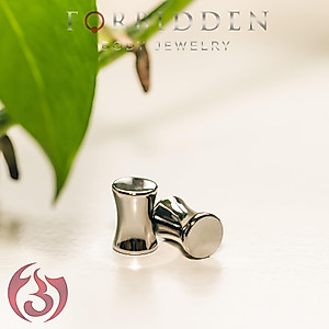 Forbidden Body Jewelry Set of 0G Surgical Steel Ear Gauges, 0 Gauge 8mm Solid Double Flared Saddle Plug Earrings