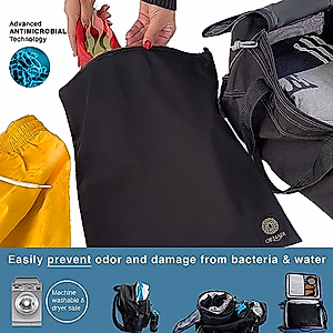 Ornadi Wet Gym Clothes Bag Antimicrobial Waterproof Sport Sack Inhibits Bacteria & Odor from Dirty Laundry, Swimsuits, Sweaty Shoes for Smell Proof Travel 14 X 17.5 Made in USA
