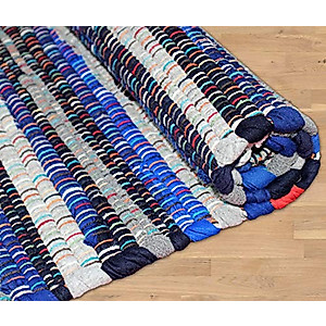 COTTON CRAFT Cotton Chindi Rag Rug - 2 Pack - Boho Farmhouse Rustic Area Accent Throw Rug - Handwoven Reversible Natural Recycled Yarn - Living Room Den Study Home Décor Gift -20 x 32 in - Multi Color