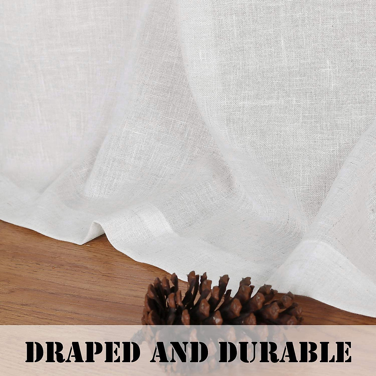 H.VERSAILTEX Elegant Natural Linen Blended Energy Efficient Light Filtering Linen Textured Curtains/Nickel Grommet Window Treatments Panels/Drapes (Set of 2, White, 52" x 45")