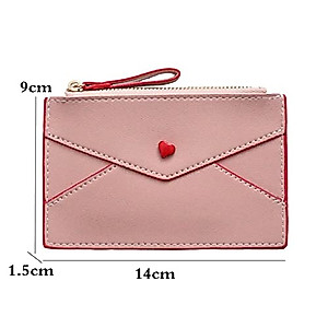 5pcs Women PU Leather Business Card Holders Short Mini Cute Thin Wallets Small Coin Purse Money Bag Cover Organizer Case (E)