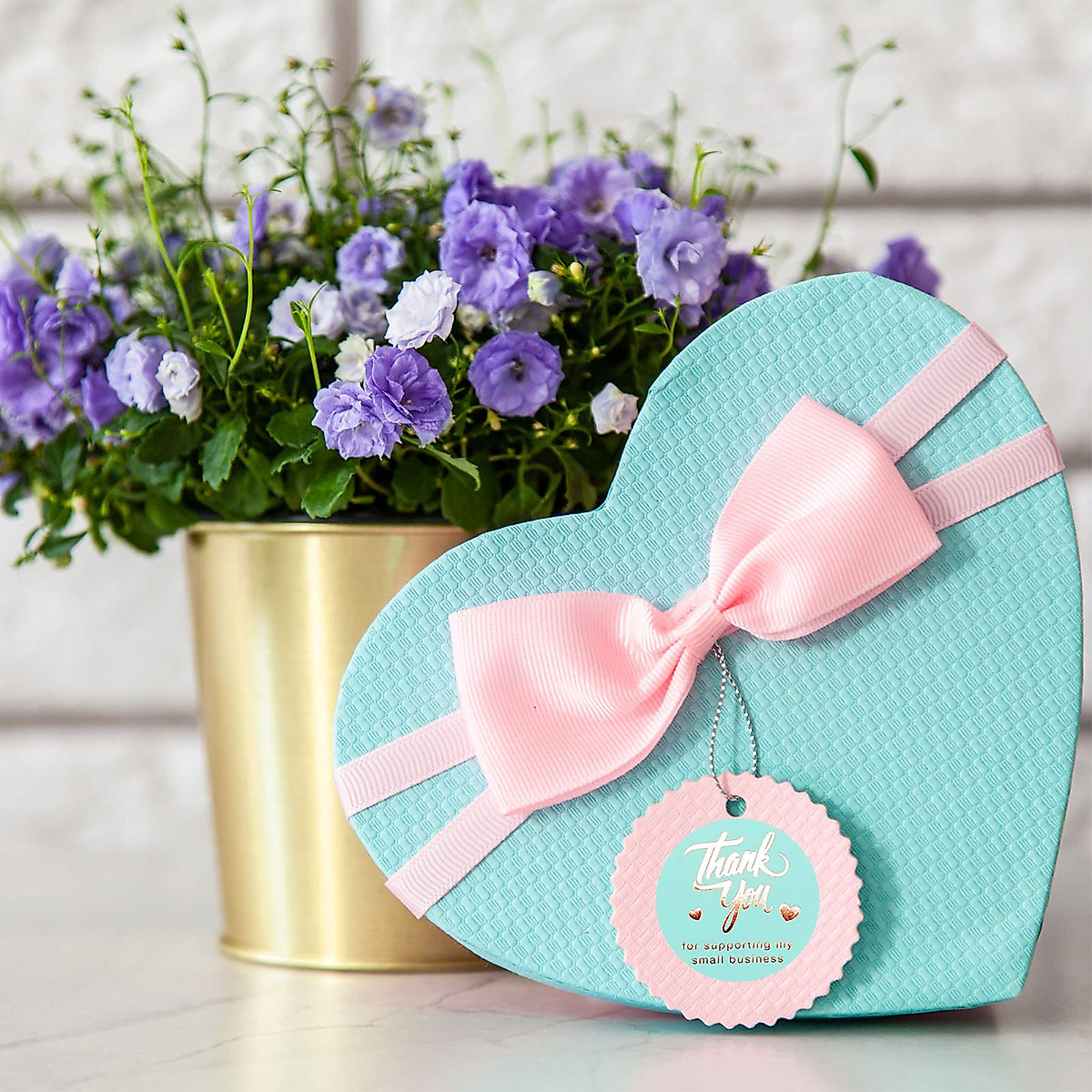 NSWDYLO Thank You Stickers, 500pcs Customized Round Labels with 4 Designs, Blue & Gold Foil, Business Gift Packaging Decoration, 1.5" Diameter