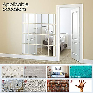 BBTO 20 Pieces Mirror Sheets Self Adhesive Non Glass Cut to Size Mirror Stickers Tiles for Wall Flexible Sticky Mirror()