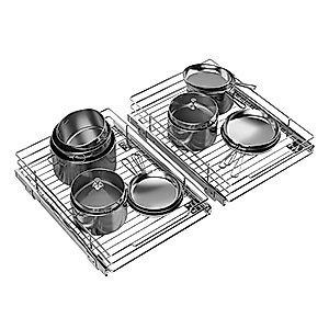 G-TING Pull Out Cabinet Organizer, Heavy Duty Slide Out Pantry Shelves Sliding Drawer Storage for Home, Kitchen, Bathroom, 12.44" W x 16.54" D, Request at Least 13 inch Cabinet Opening(2 Pack)