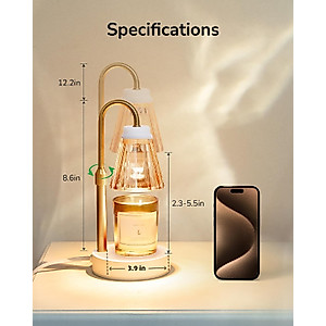 ULG 2-Pack Candle Warmer Lamp with Dimmer, Lamp Candle Heater with 4 Bulbs for 3 Wick Candles, Height Adjustable Candle Melter Light for Scented Wax, for Her/Mom, Amber