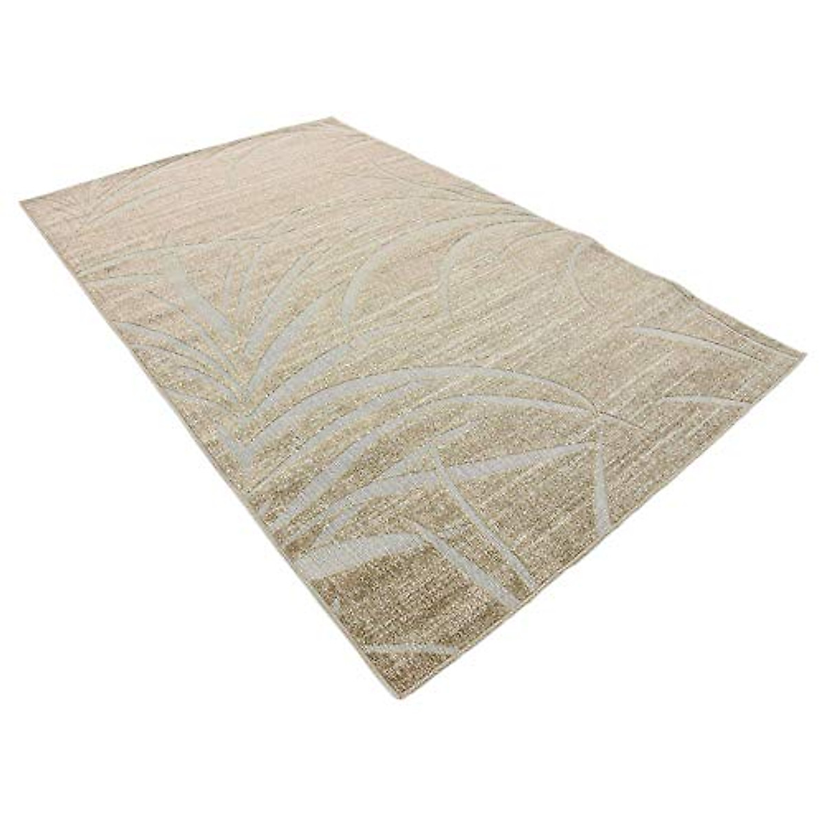 Unique Loom Outdoor Botanical Collection Area Rug - Orlando (5' 1" x 8' Rectangle, Beige/ Cream)
