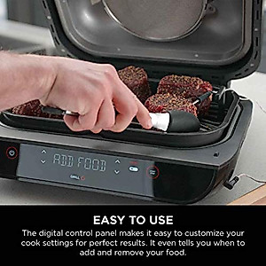 Ninja FG551 Foodi Smart XL 6-in-1 Indoor Grill with Air Fry, Roast, Bake, Broil & Dehydrate, Smart Thermometer, Black/Silver