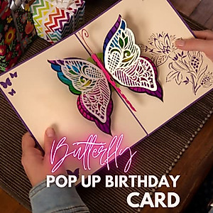 Butterfly Pop Up Birthday Card by DEVINE Popup Cards | Happy Wedding Anniversary Card for Husband Wife Boyfriend Girlfriend | Romantic Valentines 3D Cards for Her Him Mothers Day Gifts Mom Love Kids