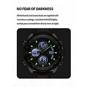 NAVIFORCE Men's Military Digital Watches Analog Quartz Waterproof Watch Sport Multifunctional Leather Wristwatch