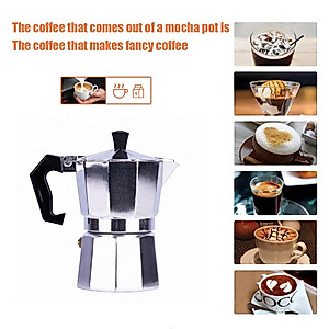 MVPLUE Classic Moka Pot 6 Cup 9 oz，Stovetop Espresso Maker Aluminum Silver，Cuban Coffee Maker， Greca，Make Delicious Coffee Easily at Home