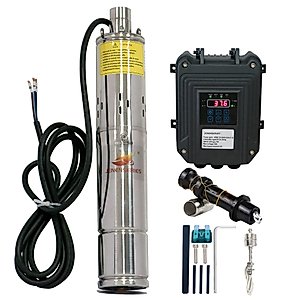 JENENSERIES Pump 270W DC 24V Solar Water Pumps, Max head 262ft,7.9GPM Flow，3 inch Solar deep well submersible Pumps with MPPT controller （270W 24V)