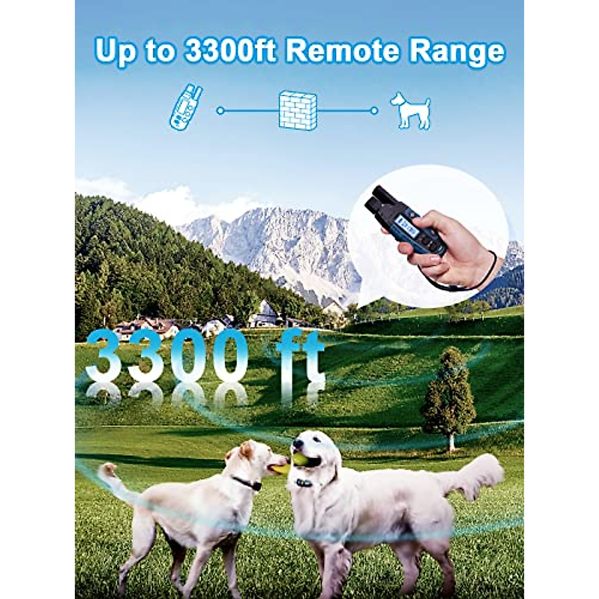 Bousnic Dog Shock Collar 2 Dogs (5-120Lbs) - 3300 ft Waterproof Training Collar for Dogs Large Medium Small with Rechargeable Remote, Beep (1-8) Vibration (1-16) and Humane Shock (1-99) Modes