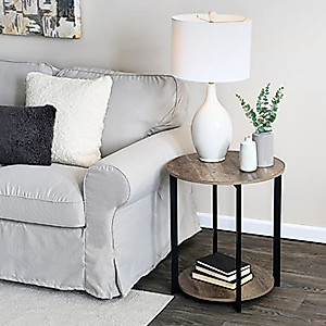 Household Essentials Wooden Side End Table with Storage Shelf | Ashwood