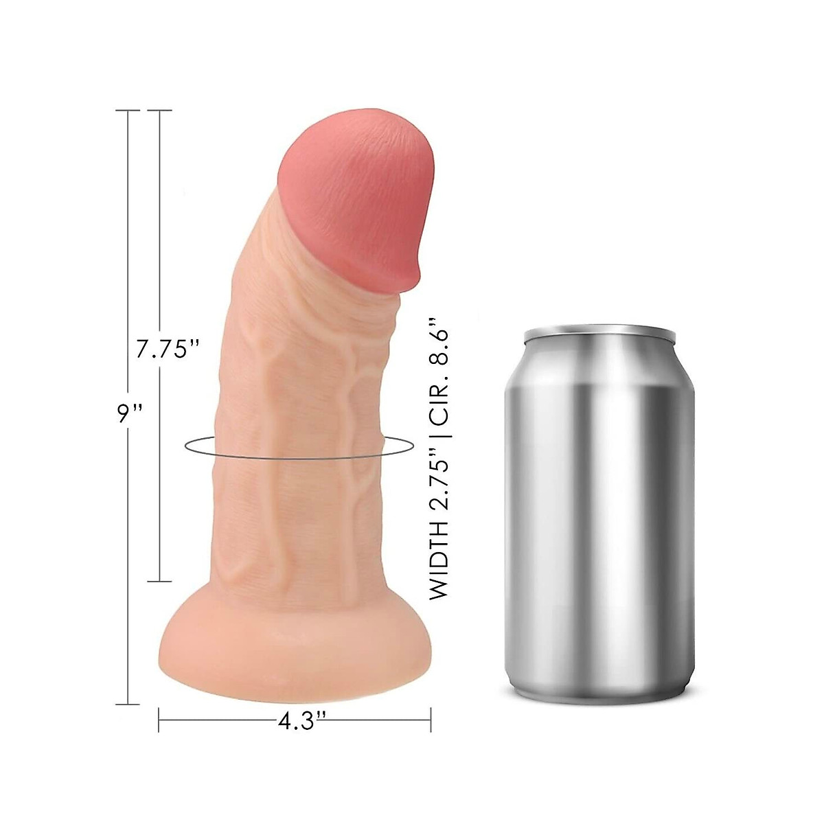 9" Huge Thick Realistic Anal G-spot Dildo Dong Cock Hands Free Suction Cup