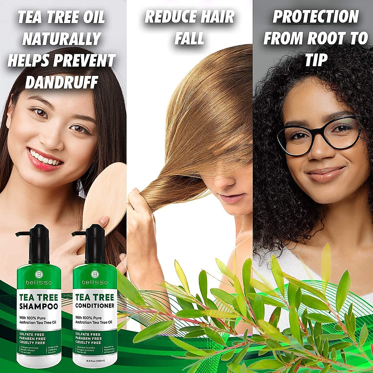 BELLISSO Tea Tree Oil Hair Mask, Shampoo and Conditioner Set