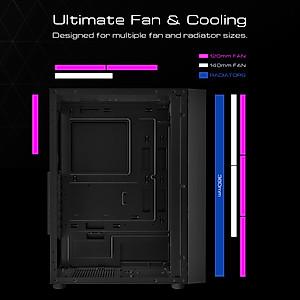 GAMDIAS ATX Mid Tower Gaming Computer PC Case with Side Tempered Glass, 4X 120mm ARGB Case Fans and Sync with 5V RGB Motherboard and Excellent Airflow