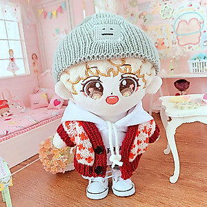 niannyyhouse Sweater Suit 4-Piece Set Dress Up Hat Jeans Hoodie 7.8in（20cm） Plush Doll Clothes Accessories