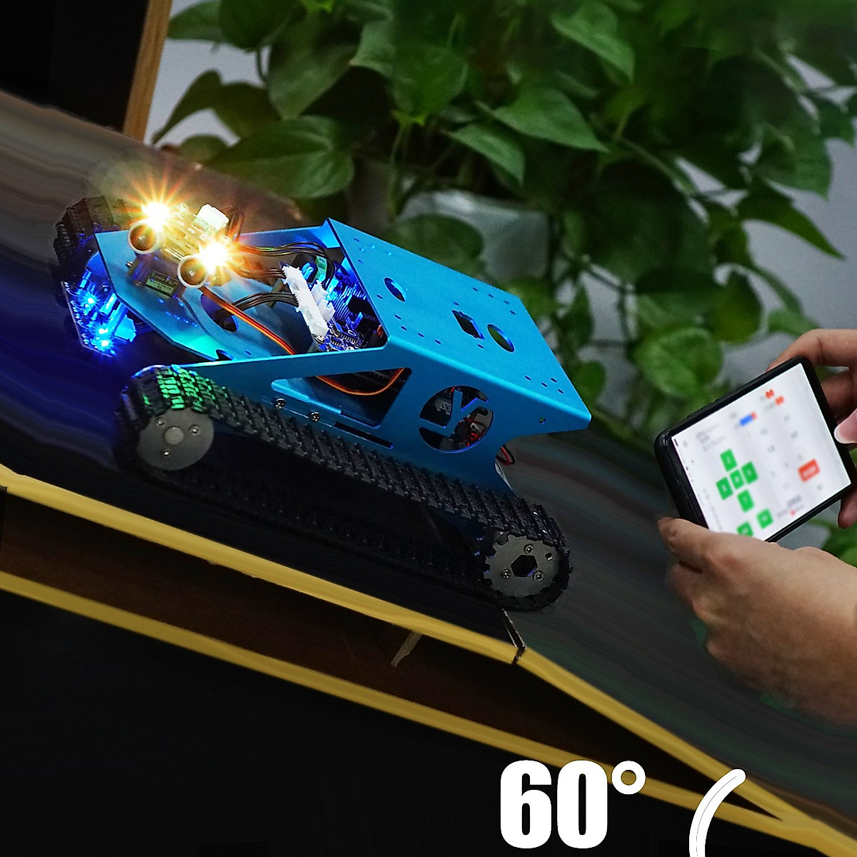 Yahboom AI Robot Kit Tank Chassis for Raspberry Pi 4B Camera Starter Kit Python Programmable Electronic Science Project DIY Smart Car Robotics for 16+ (Without Pi 4B)