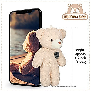 18 Pieces Mini Bear 4.7 Inch Bear Keychain Small Bear Stuffed Animal Jointed Bear Soft Tiny Bear Doll for DIY Keychain Graduation Birthday Wedding Xmas Decorations Party Favor (Mixed Style)