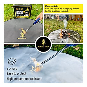 36" Round Fire Pit Mat with Durable Triple Layer Protective Pad, Heat Resistant Fireproof Grill mats for Outdoor Grill Useful for Under Grill mat, Protect Deck, Patio & Grass