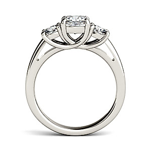 14K White Gold Moissanite by Charles & Colvard 6mm Cushion Trellis Three Stone Engagement Ring-size 8.5 1.76cttw DEW