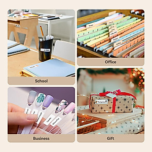 NIIMBOT D11White Label Maker Tape Adapted Label Print Paper 12*40 Standard Laminated Office Labeling Tape Replacement Pure Color (White, Medium)