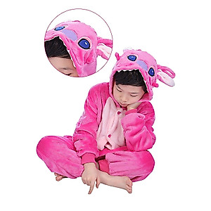 LeaveLive Kids Animal Onesies Halloween Cosplay Costume Pajamas(125#(55-59 inch), kidpinkY)