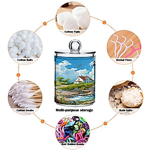 Zhirexin Clouds Lighthouse 2PC Airtight Transparent Plastic Storage Jar Glass Food Storage Container Glass, Can Store Candy, Salt, Coffee Beans, With lid, Easy To Use