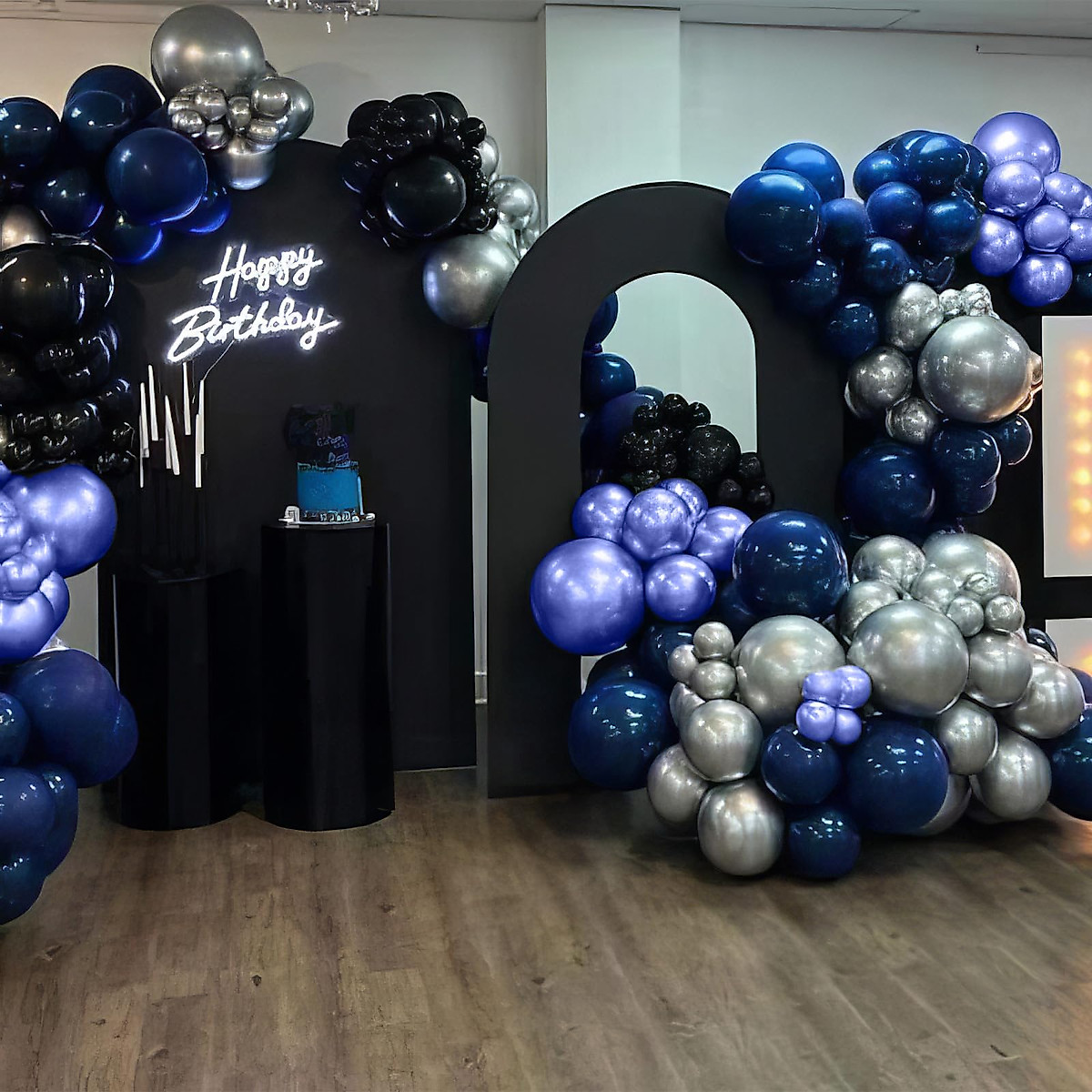 Blue and Black Balloons, Navy Blue and Silver Balloons Metallic Silver Dark Blue Balloons Black and Silver Latex Balloons Black Blue Balloons for Kids Adults Birthday Space Party Wedding Baby Shower