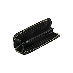 Daisy Rose Women’s Zip-Around Wallet & Phone Clutch with RFID Blocking, PU Vegan Leather (Black)