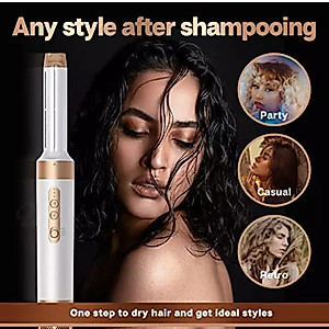 Hot Air Hair Dryer Brush, 7 in 1 Hot Air Brush Styler Dryer and Volumizer Hair dryer Left & Right Curling Barrel/Straightener/Wind hood/Concentrator/Curling Comb Hair Brush Blow Dryer for Women, White