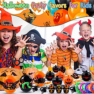 144 pcs Halloween Party Favors for Kids 24 Pack Prefilled Halloween Pumpkin with Halloween Toys, Halloween Treats for Kids, Halloween Goodie Bag Stuffers,Halloween Classroom Prizes