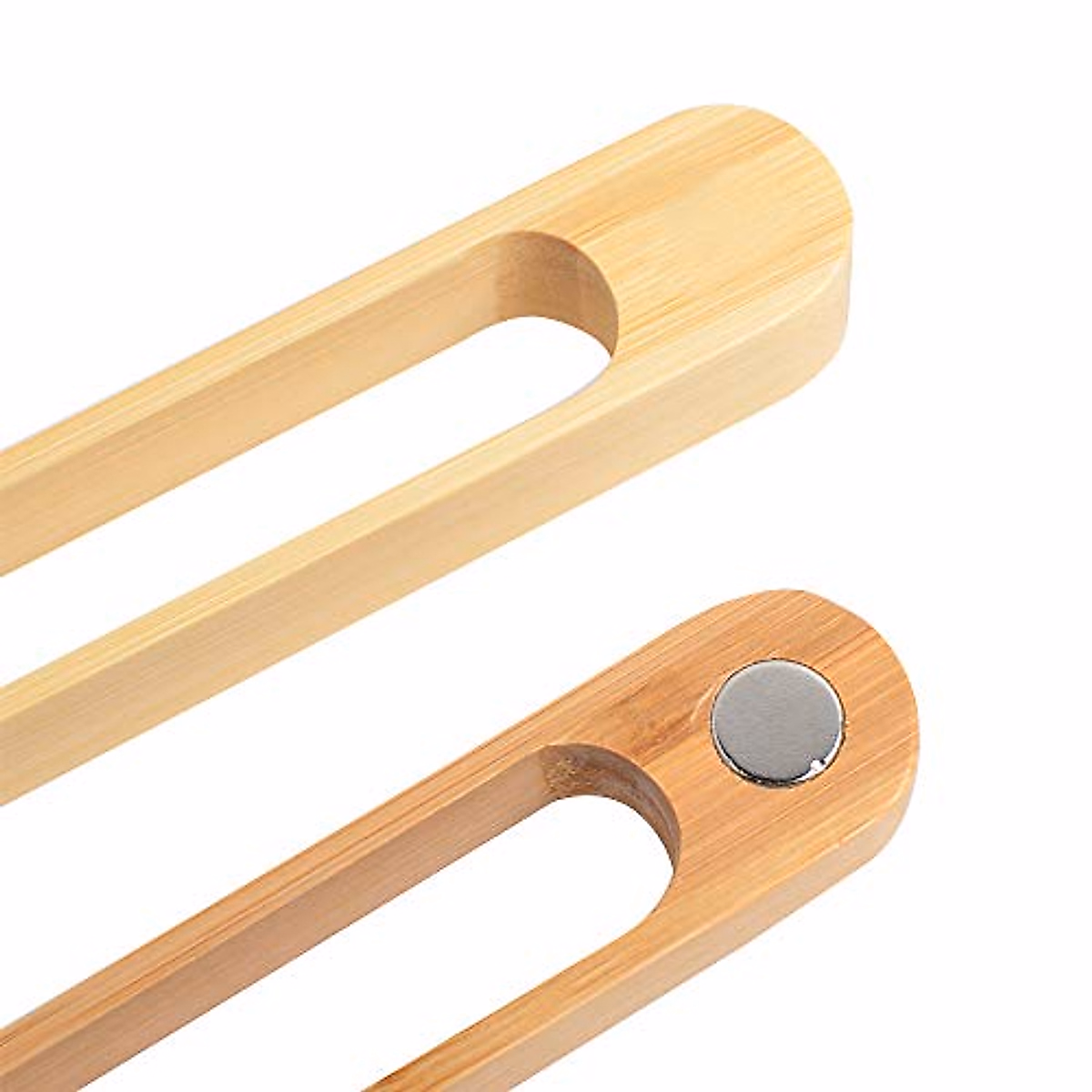Magnetic Bamboo Toaster Tongs: 100% Natural 8.7” Wood Kitchen Toast Tongs| Eco-Friendly, Space Saving Modern Kitchen Accessory for Home Restaurant | Set of 2