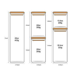GC GENICOOK Glass Food Storage Jars,Spaghetti Pasta Storage Container,Borosilcate Glass Canister Set with Eco-Friendly Bamboo Lids for Noodles Flour Cereal Coffee Beans - 10 pc set