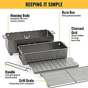 YAK Grills Hibachi Charcoal Grill - Easy to Use Charcoal Grill - Outdoor Tabletop Safe - Great for Travel, Camping, Patio, Balcony - Made from Stainless Steel - Operates Up to 750ºF - 5 Yr Warranty - Brushed Steel