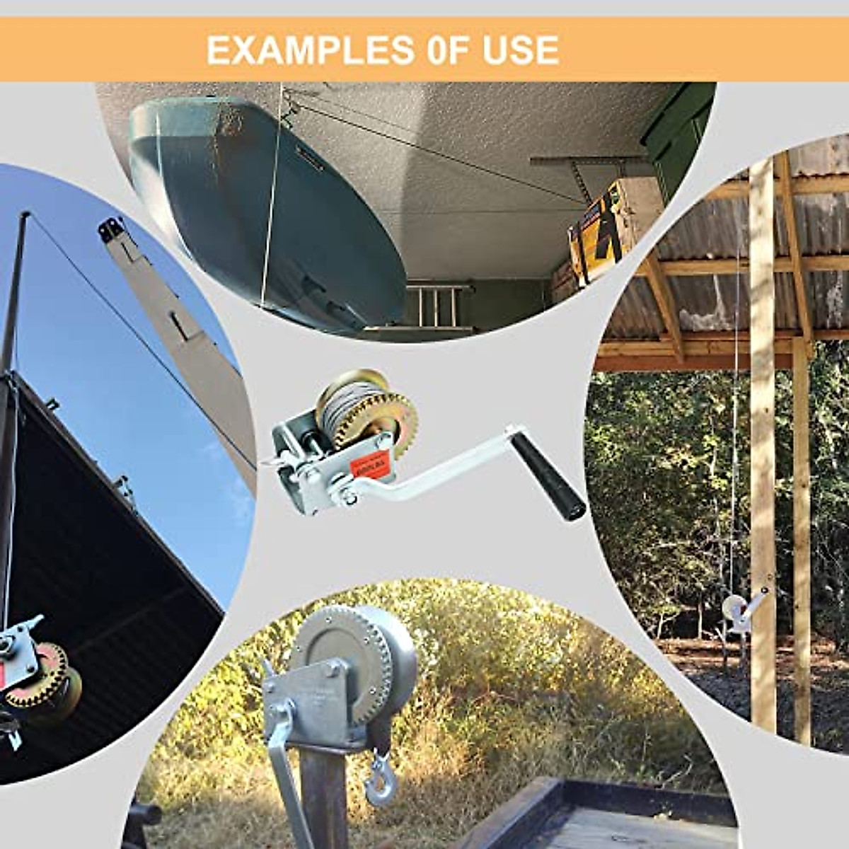 EASYBERG 600 lbs Hand Winch Heavy Duty Steel Cable Crank Gear Winch ATV Boat Trailer with 8m Steel Wire, Manual Operated Ratchet ATV Boat Trailer Marine