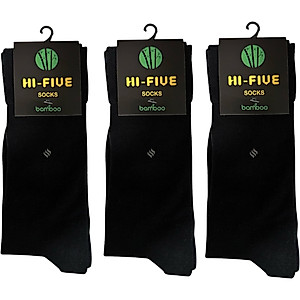 Bamboo Dress Socks Crew Socks Mens Womens Black Color Soft Durable Moisture Wicking Seamless Toe 3 Pairs