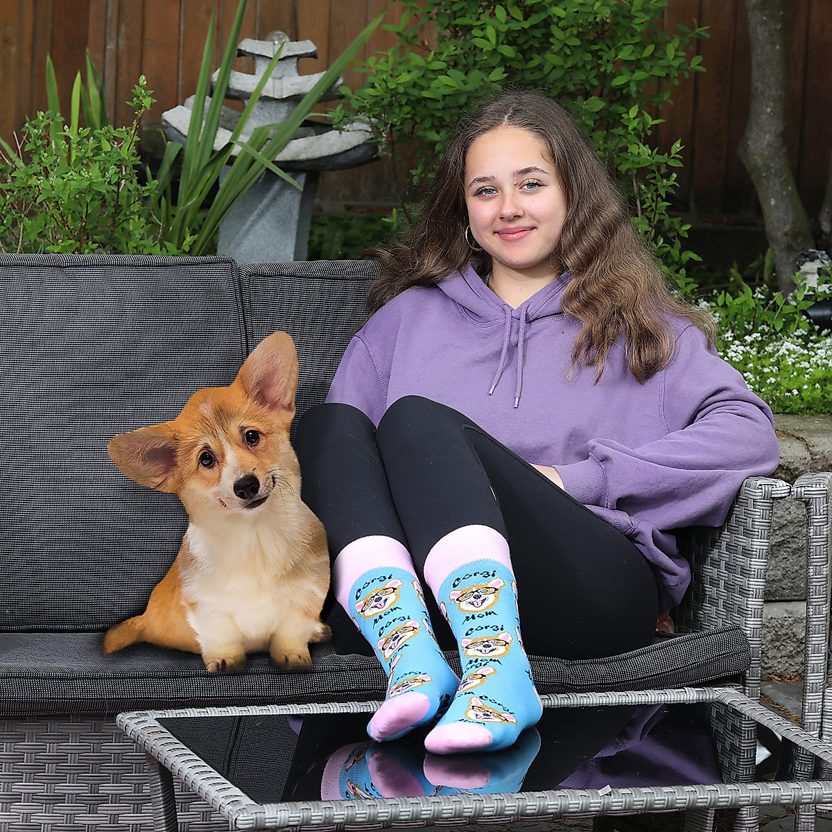 Cavertin Women's Novelty Socks with Gift Box Cat Lover Dog Mom Book Lover Cat Mom Llama Unicorn Sloth Corgi (Corgi)