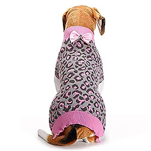 Christmas Outfit for Dogs Female Pet Winter Sweater Clothes Pink Dog Cute Bowknot Puppy Puppy Leopard Pet Clothes