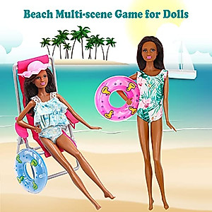 EuTengHao 36Pcs Girl Dolls Clothes Swimsuit Bikini for 11.5 inch Girl Dolls, Doll Bikini and Accessories with Diving Swimming Set Lifebuoys Beach Chair Skateboard Dolphins