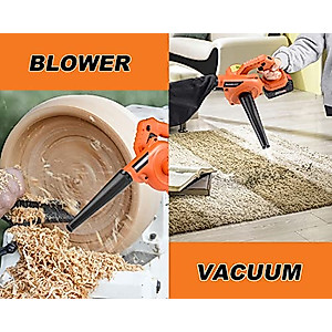 HYMOVO Blower Cordless, 2-in-1 Electric Small Leaf Vacuum/Blower with Battery and Charge, 21V 4.0 Leaf Blowers for Lawn Care/Sweeping